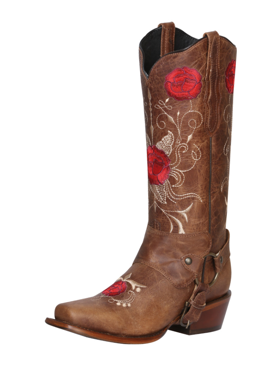 Women's Rustic Tang Bovine Leather Rodeo Boots with Hoop 'El General ...