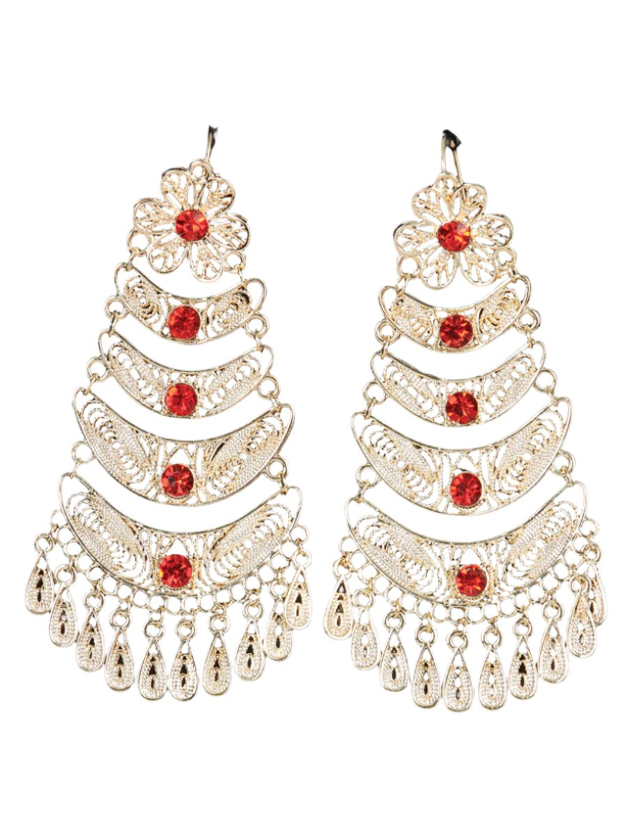 Women's Earrings Mexican Artisanal Aretes Filigrana Gold 604031 - BELLEZA'S